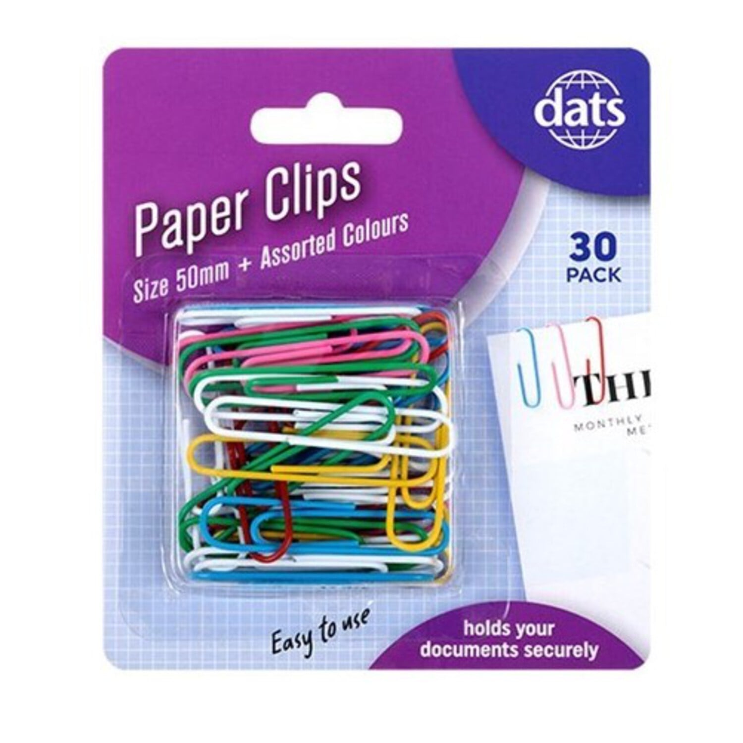Paper Clips 50mm Col Gnt 30 Pack - Impact