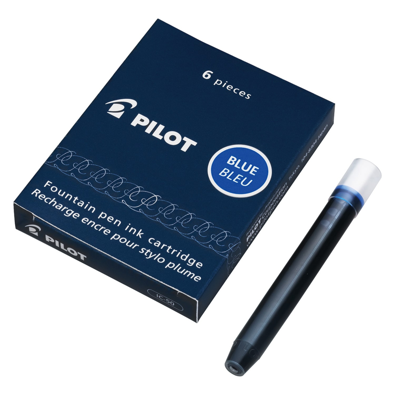 Pilot Fountain Pen Refill Ink Cartridge in Blue - Pack of 6 - Impact