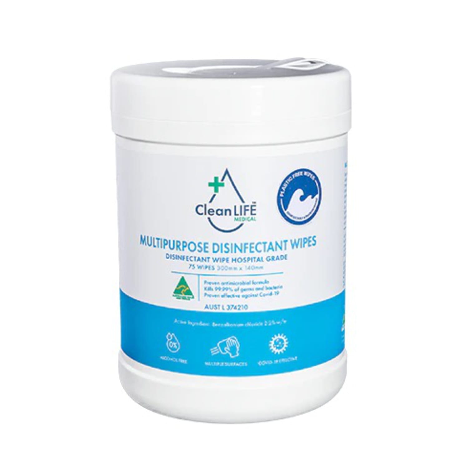 CleanLIFE Medical Multipurpose Disinfectant Wipes - Canister of 100 ...