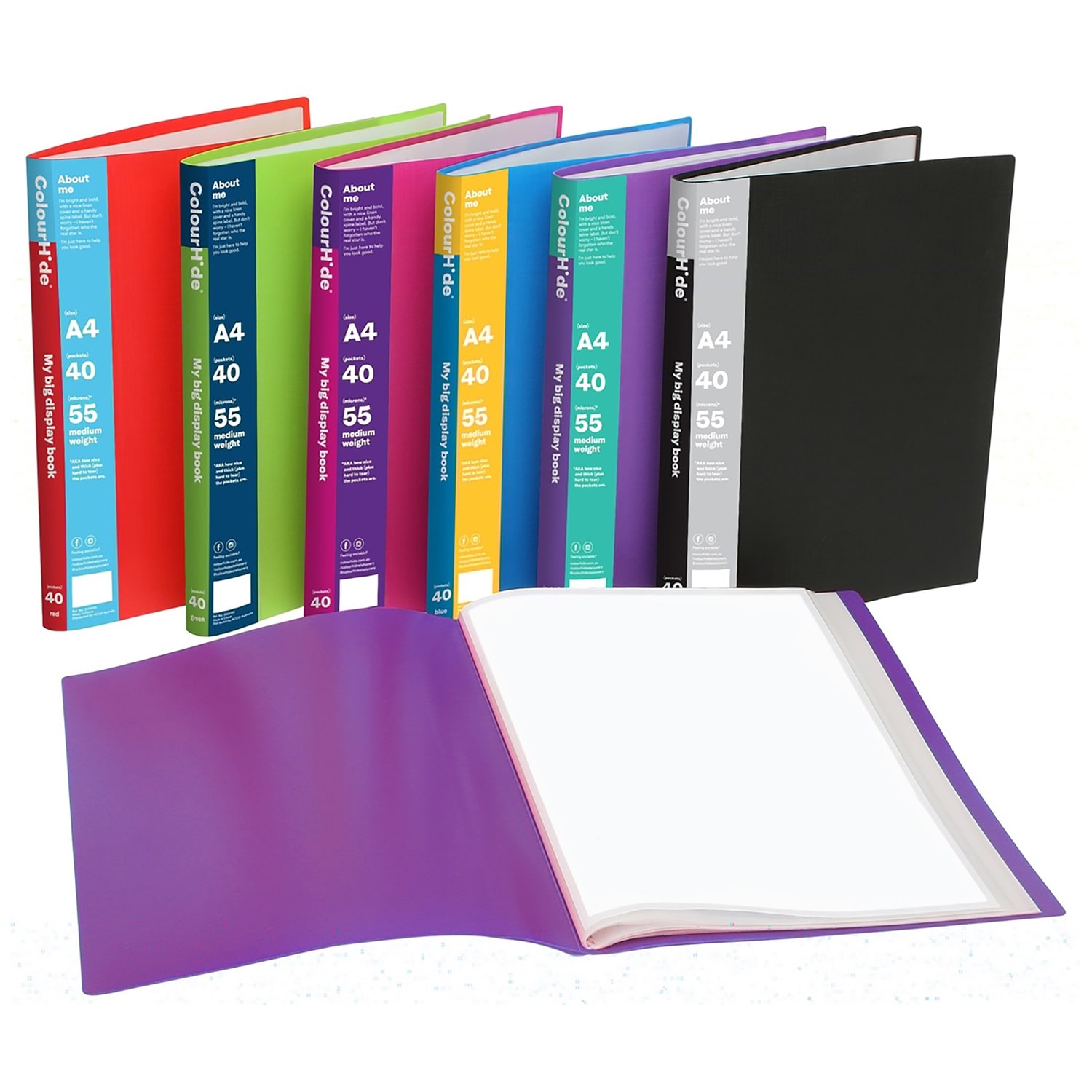 Colourhide My Big Display Book A4 40 Pocket Aqua - Impact