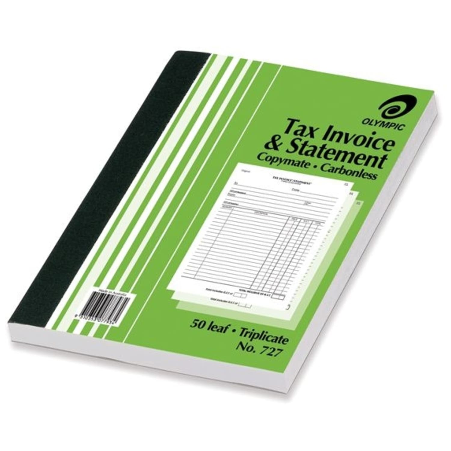 Olympic 727 Invoice/Statement Book Triplicate 10x8 Carbonless - Impact