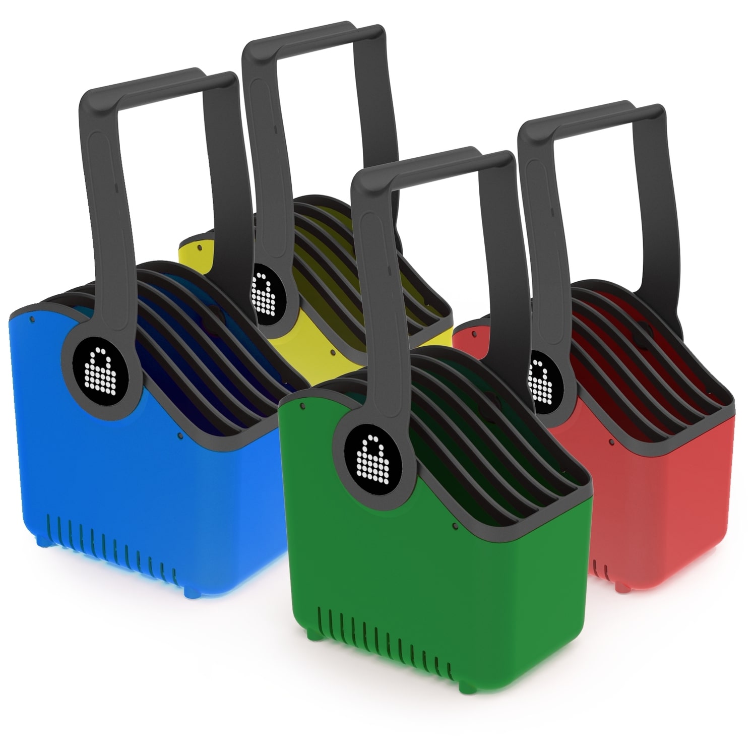 PC Locs Large Baskets by PC Locs Set of 4: 1 of Red Blue Green Yellow ...