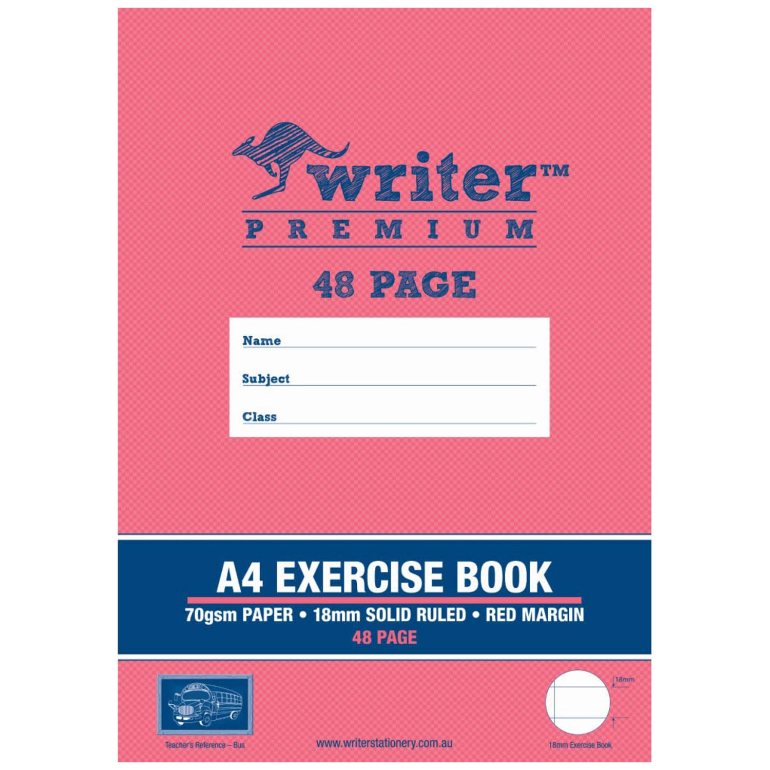 Writer Premium A4 18mm Solid Ruled Exercise Book - 48 Page - Impact