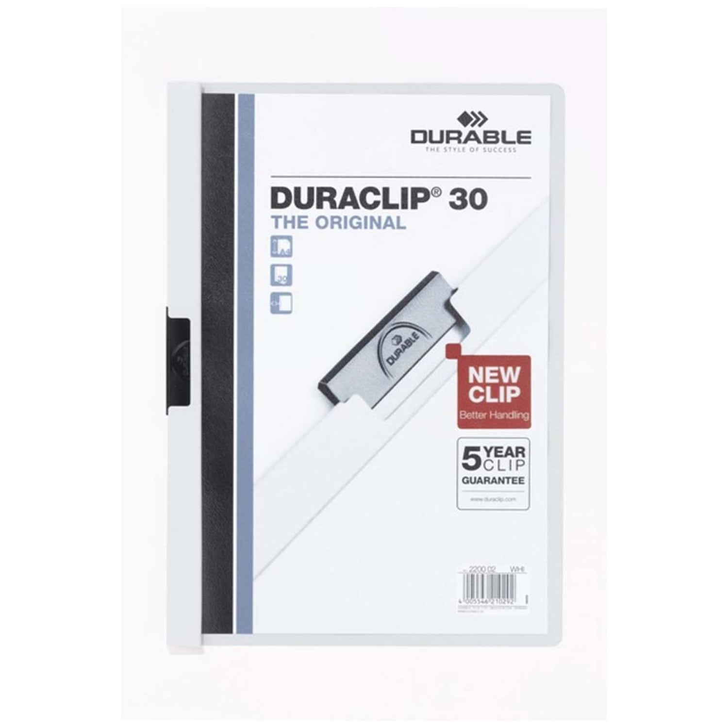 Durable Duraclip 30 Document File A4 30 Sheet Cap White - Impact