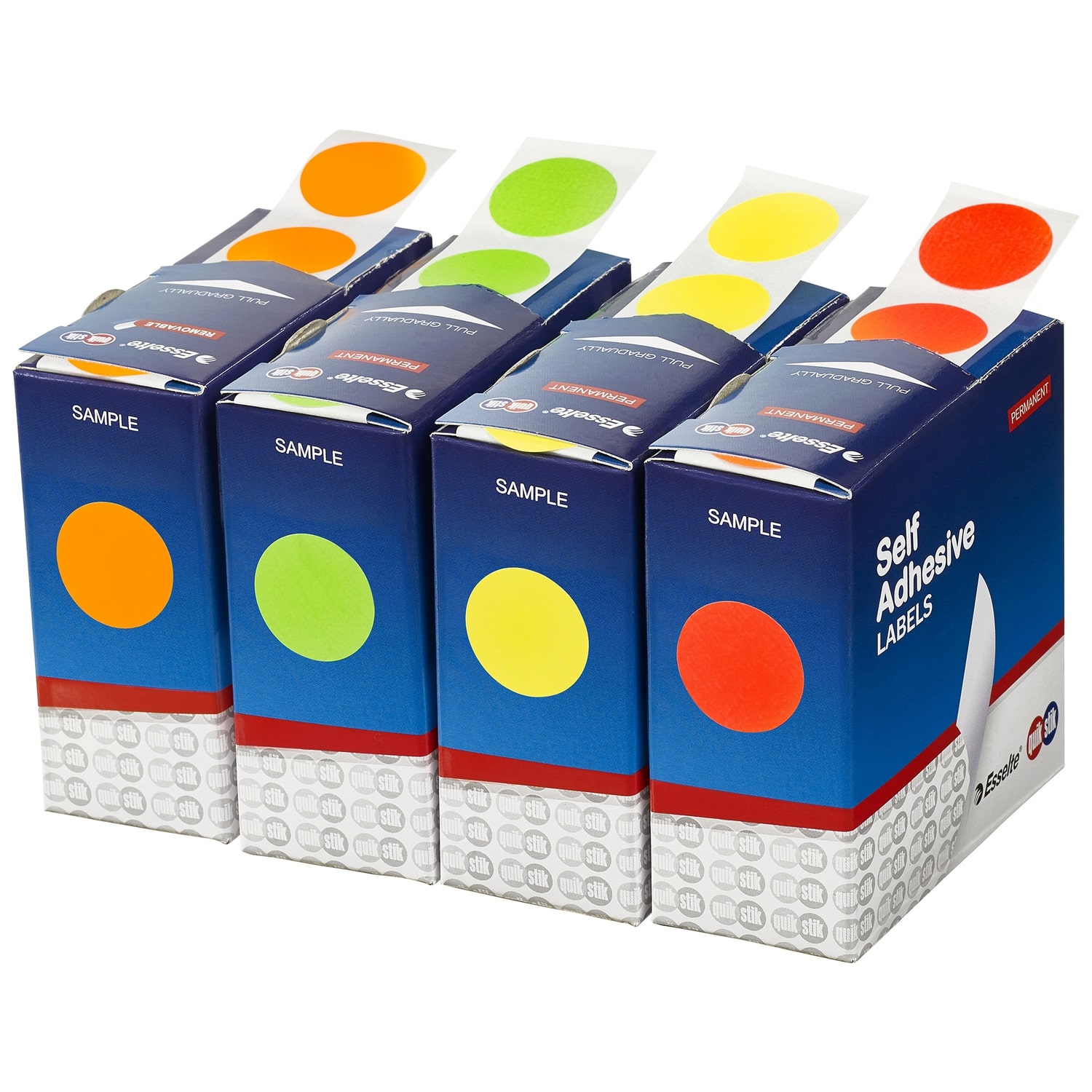 Quikstik Label Dispenser Circle 24mm Fluoro Red 350 Labels - Impact