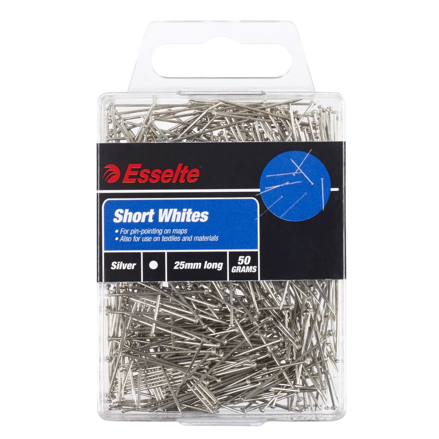 Esselte Pins Short Steel 25mm 50gm - Impact