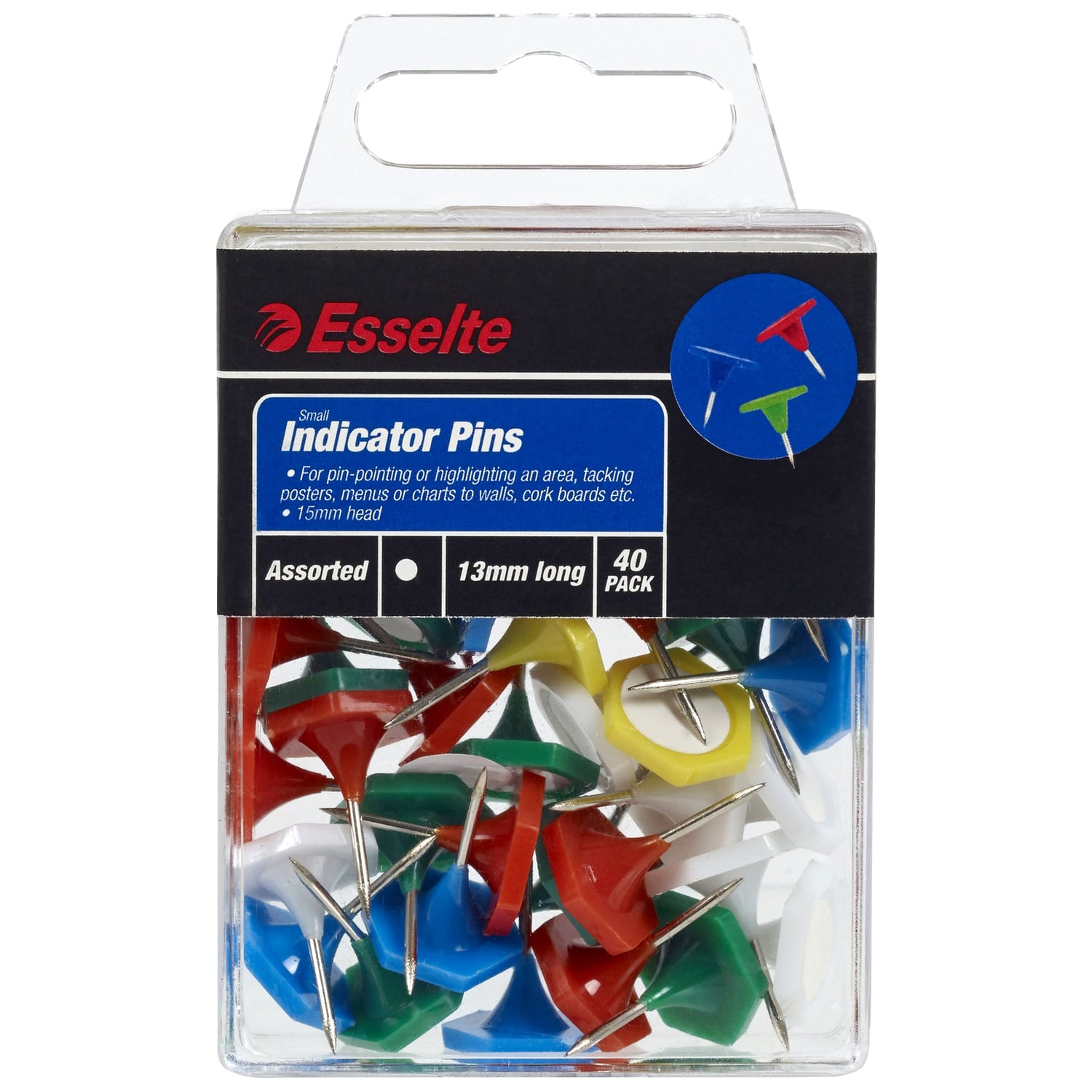 Esselte Pins Indicator Small Pk40 Assorted - Impact