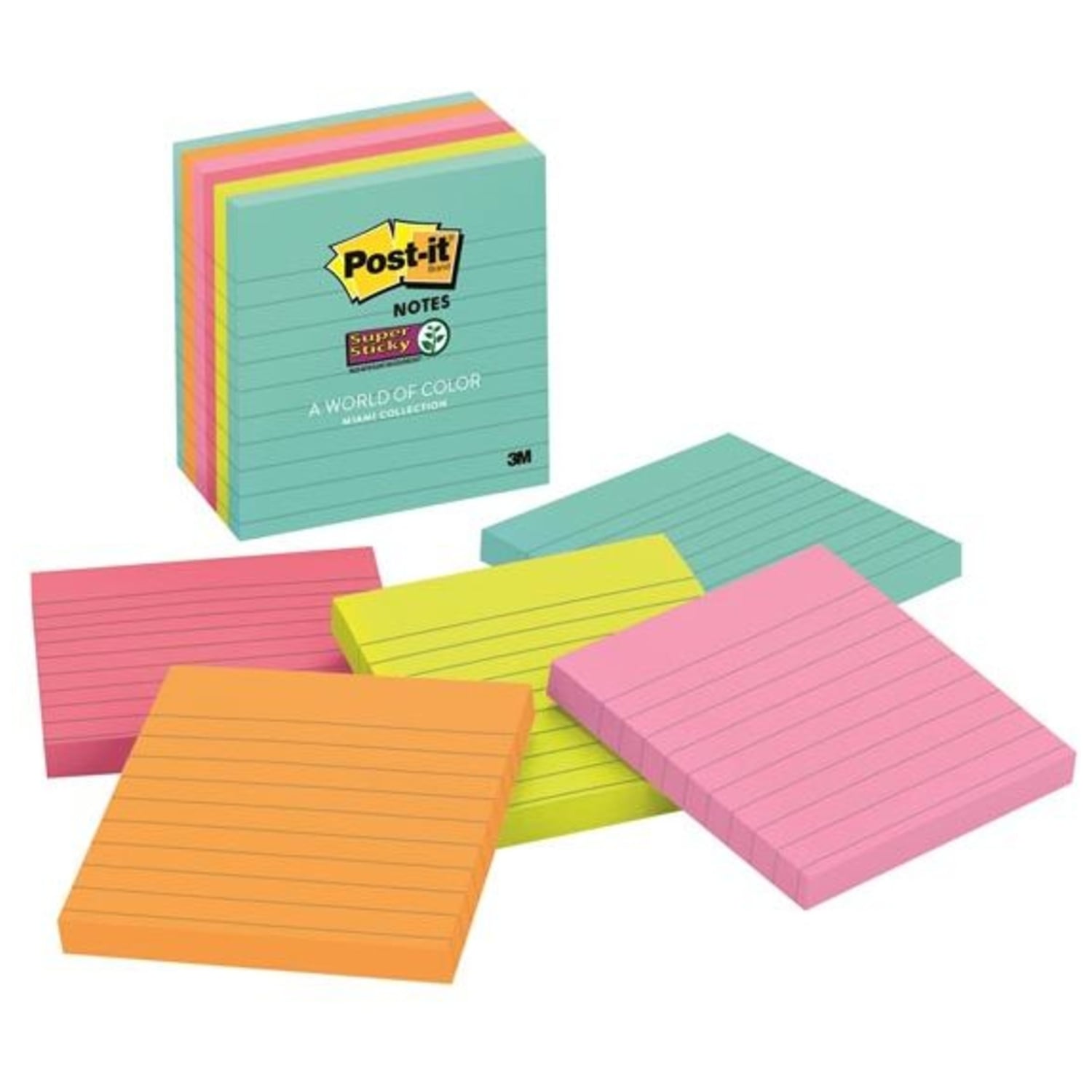 Post-It Notes 675-6SSMIA 98x98mm Super Sticky Miami Assorted Colours ...