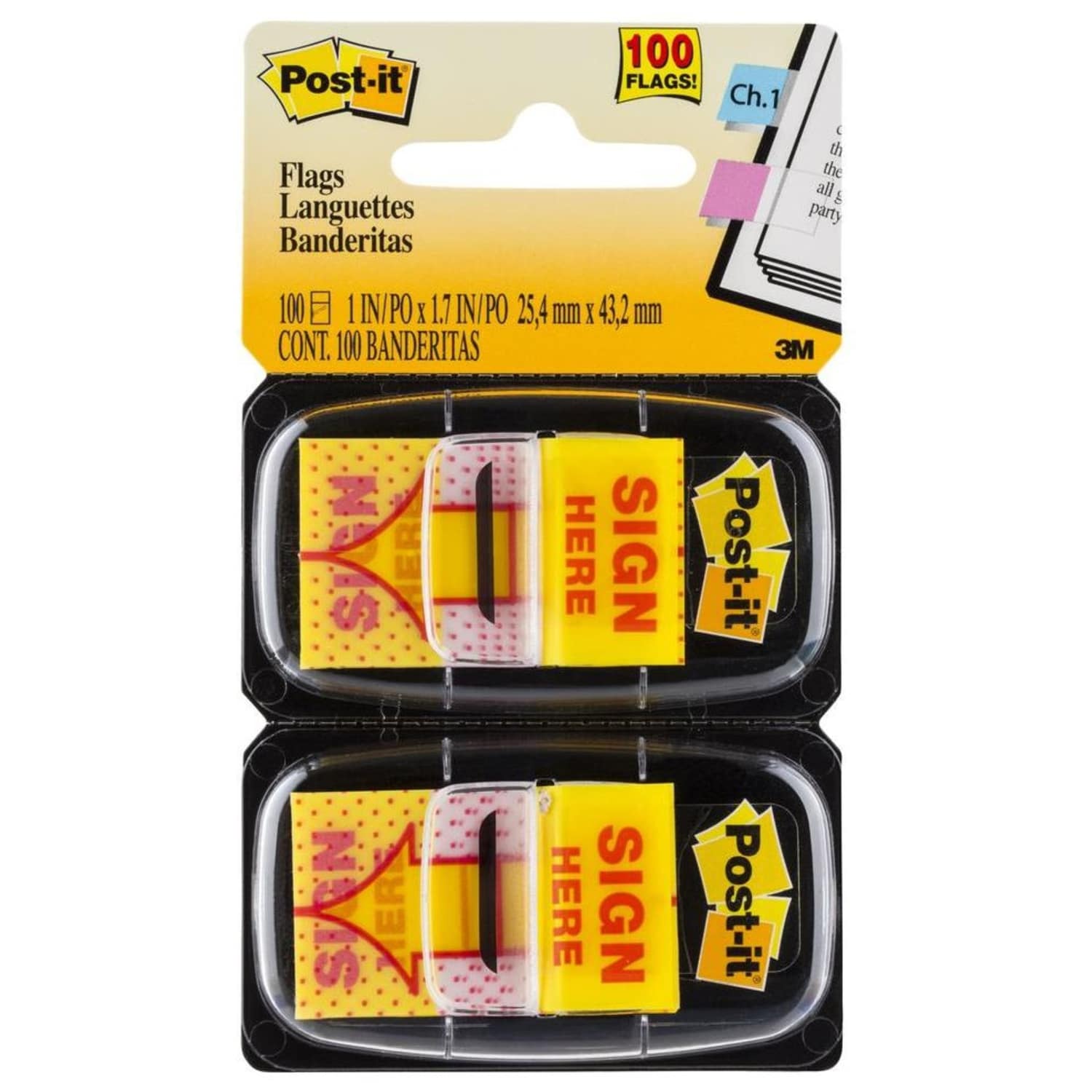 Post-It Flags 680-Sh2 25.4mm X 43.2mm Sign Here Twin Pack 100 Flags ...