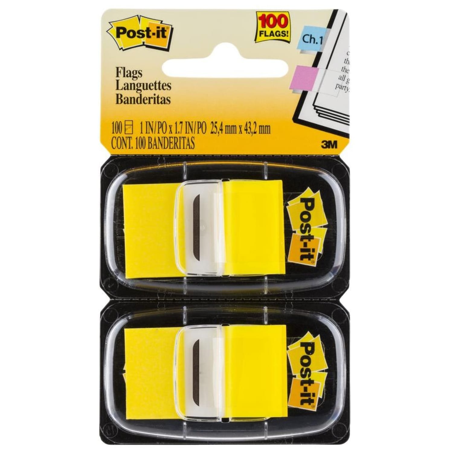 Post-It Flags 680-Yw2 25.4mm X 43.2mm Yellow - Impact