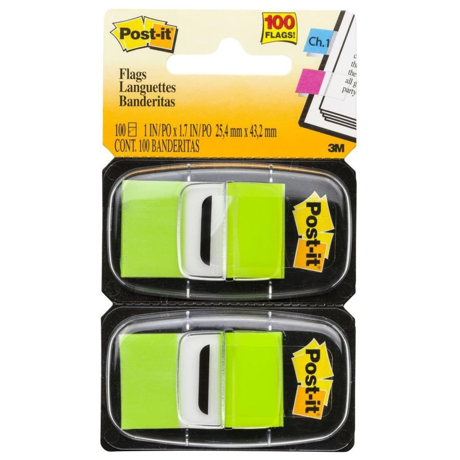Post-It Flags 680-Bg2 25.4mm X 43.2mm Green Twin Packet - Impact
