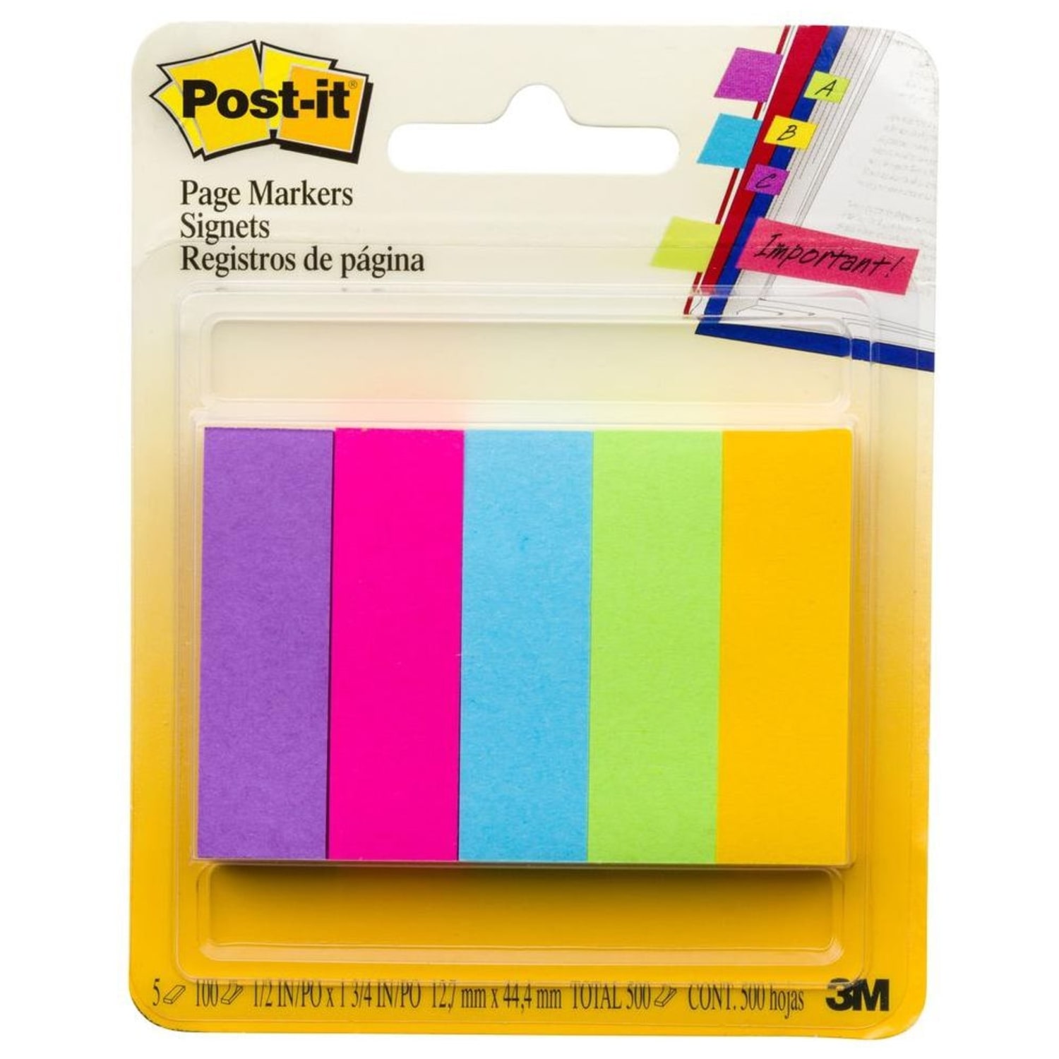 Post-It Page Markers 670-5au 12.7mm X 44.4mm 5 Pack - Impact