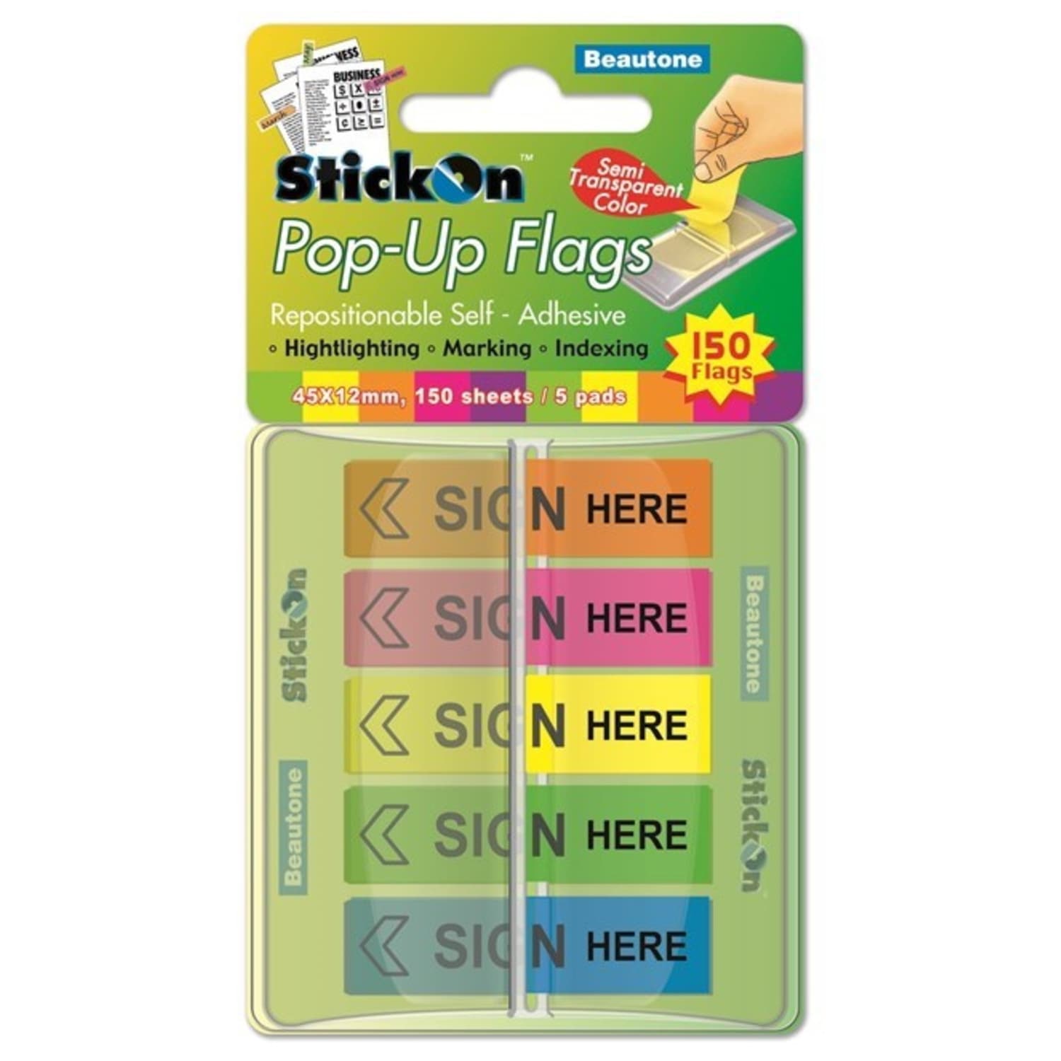 Stick On Flags Pop Up Sign Here 45MM X 12MM 5 Pads X 30 Sheets ...