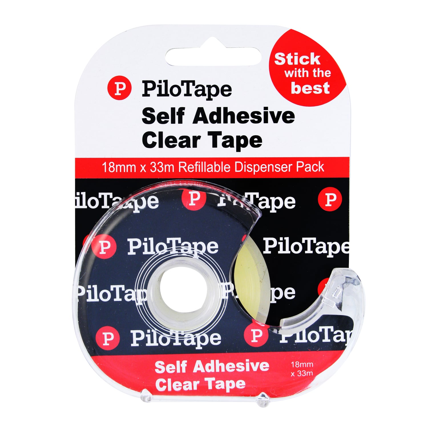 Pilotape Clear Office Tape 18mm x33m - With Dispenser - Impact