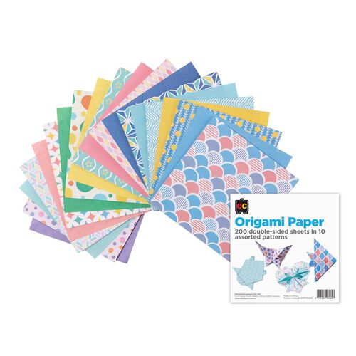 EC Origami Paper Pack 200 10 Assorted Patterns - Impact
