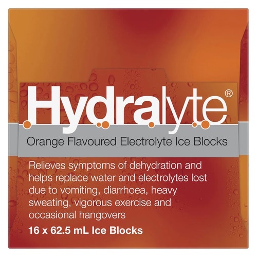 Hydralyte Electrolyte Ice Block Orange - Pack of 16 - Impact