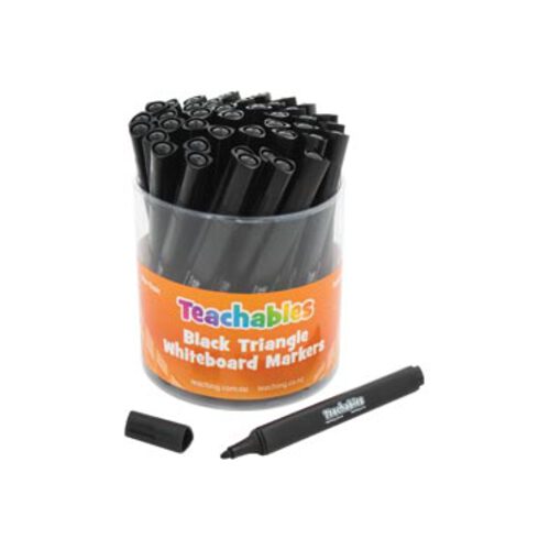 Teachables Triangular Whiteboard Marker Black Pack of 48 - Impact